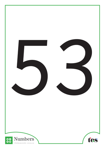 A4 Flash cards –Numbers 51-55 | Teaching Resources
