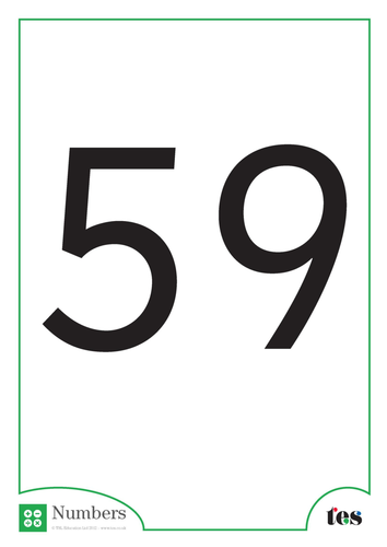 A4 Flash cards –Numbers 56-60 | Teaching Resources