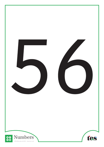 A4 Flash cards –Numbers 56-60 | Teaching Resources