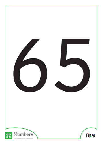A4 Flash cards –Numbers 61-65 | Teaching Resources