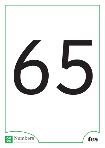 A4 Flash cards –Numbers 61-65 | Teaching Resources