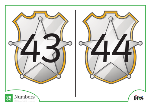 Number Cards – Police Badge Theme 41-50 | Teaching Resources