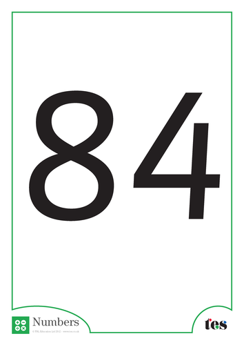 A4 Flash cards –Numbers 81-85 | Teaching Resources