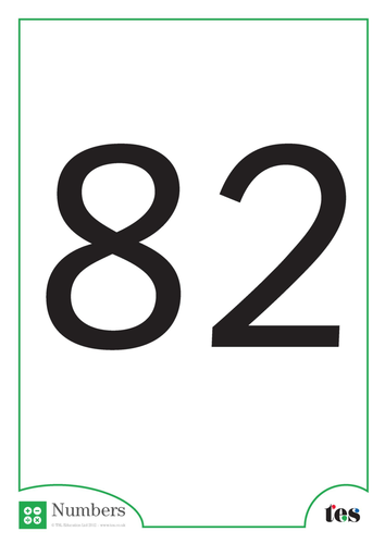 A4 Flash cards –Numbers 81-85 | Teaching Resources