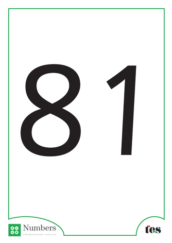 A4 Flash cards –Numbers 81-85 | Teaching Resources