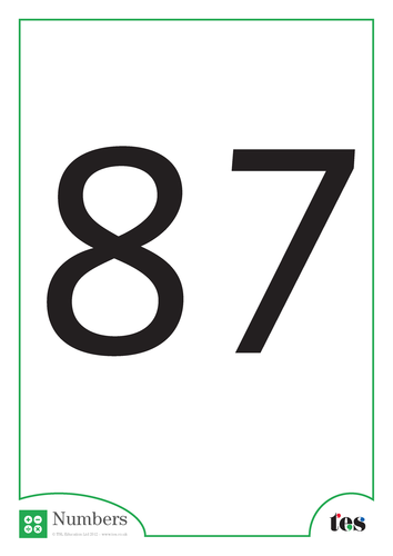 A4 Flash cards –Numbers 86-90 | Teaching Resources