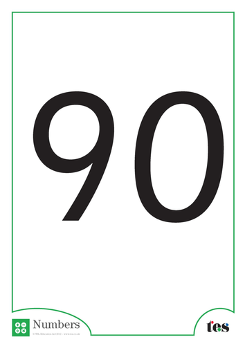 A4 Flash cards –Numbers 86-90 | Teaching Resources