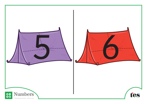 Number Cards - Tents Theme 1-10 | Teaching Resources