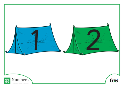 Number Cards - Tents Theme 1-10 | Teaching Resources