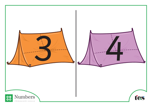 Number Cards - Tents Theme 1-10 | Teaching Resources
