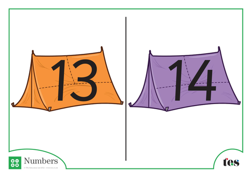 Number Cards - Tents Theme 11-20 | Teaching Resources