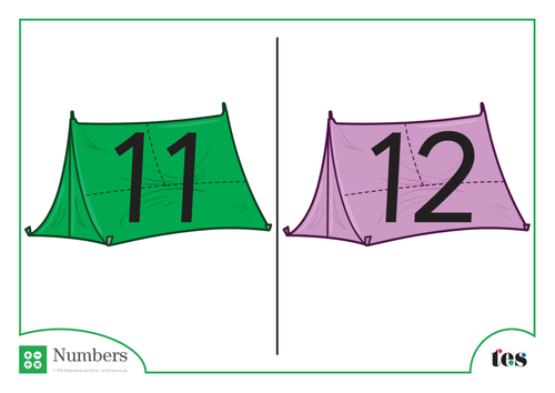 Number Cards - Tents Theme 11-20 | Teaching Resources