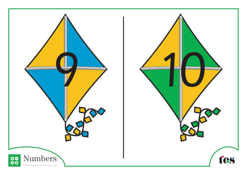 Number Cards – Kites Theme 1-10 | Teaching Resources
