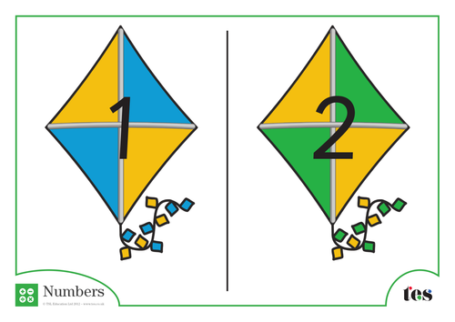 Number Cards – Kites Theme 1-10 | Teaching Resources