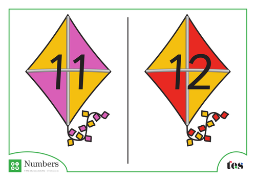 Number Cards – Kites Theme 11-20 | Teaching Resources