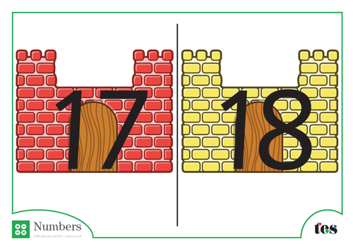 Number Cards – Castles Theme 11-20 | Teaching Resources
