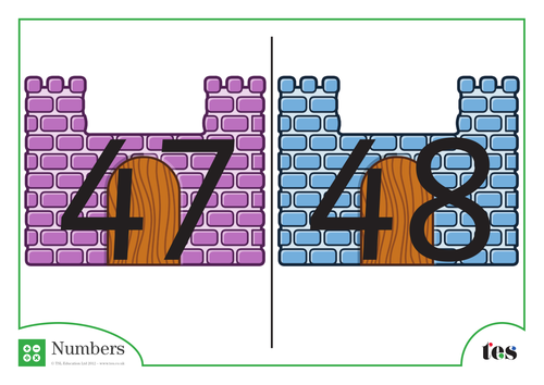 Number Cards - Castles Theme 41-50 | Teaching Resources