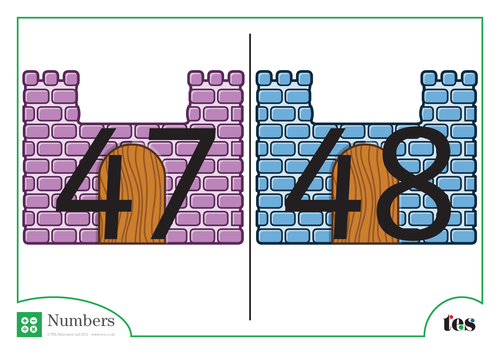 Number Cards - Castles Theme 41-50 | Teaching Resources