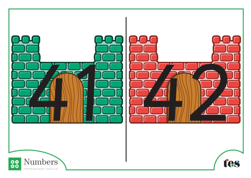 Number Cards - Castles Theme 41-50 | Teaching Resources