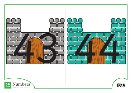 Number Cards - Castles Theme 41-50 | Teaching Resources