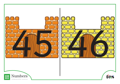 Number Cards - Castles Theme 41-50 | Teaching Resources