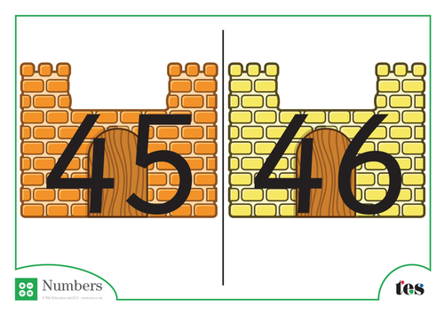 Number Cards - Castles Theme 41-50 | Teaching Resources