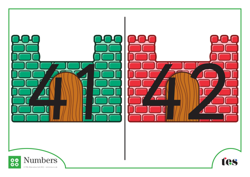 Number Cards - Castles Theme 41-50 | Teaching Resources