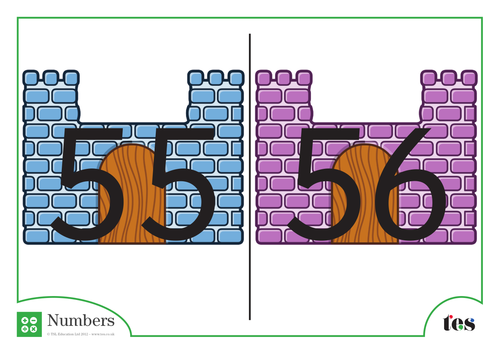 Number Cards - Castles Theme 51-60 | Teaching Resources
