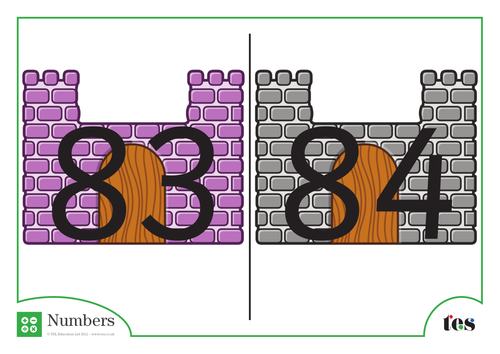 Number Cards - Castles Theme 81-90 | Teaching Resources