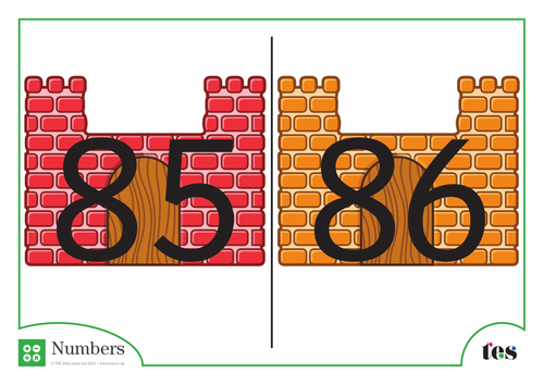 Number Cards - Castles Theme 81-90 | Teaching Resources