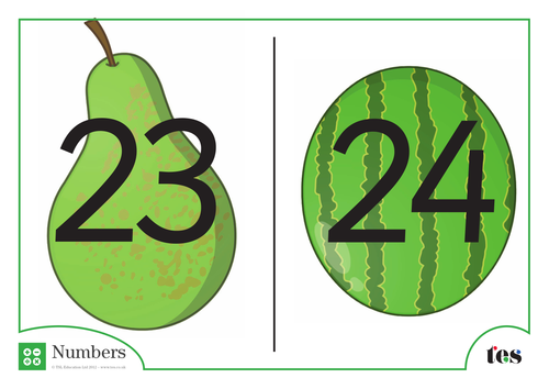 Number Cards - Fruit Theme 21-30 | Teaching Resources
