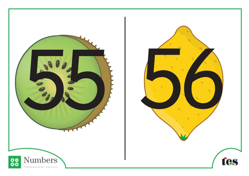 Number Cards - Fruit Theme 51-60 | Teaching Resources