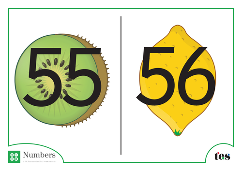 Number Cards - Fruit Theme 51-60 | Teaching Resources