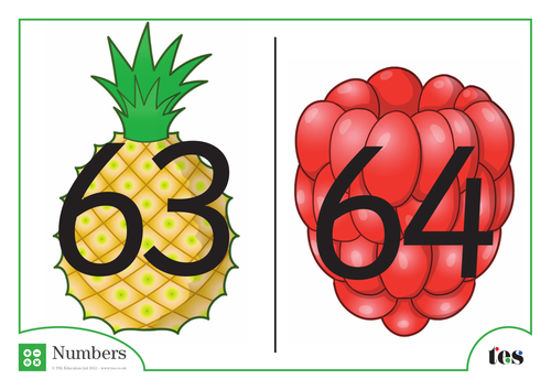 Number Cards - Fruit Theme 61-70 | Teaching Resources