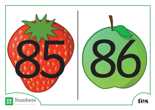 Number Cards - Fruit Theme 81-90 | Teaching Resources