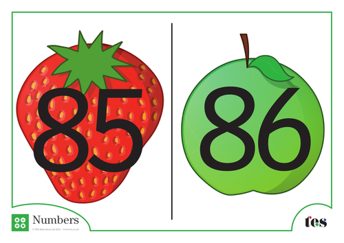 Number Cards - Fruit Theme 81-90 | Teaching Resources