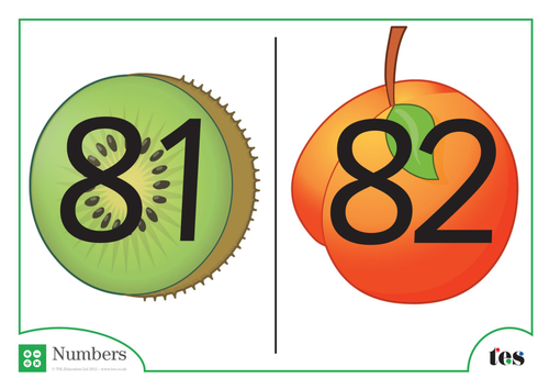 Number Cards - Fruit Theme 81-90 | Teaching Resources