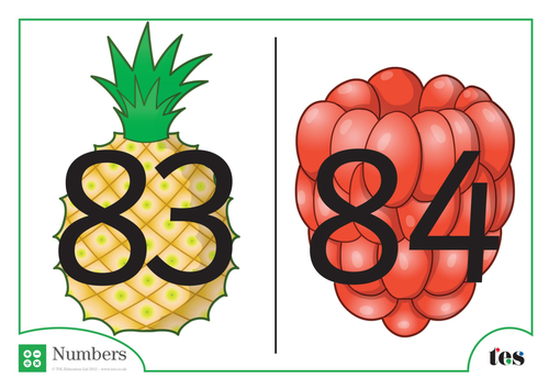 Number Cards - Fruit Theme 81-90 | Teaching Resources