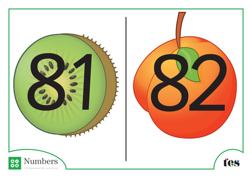 Number Cards - Fruit Theme 81-90 | Teaching Resources