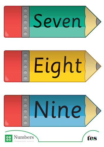 Written Number Flash Cards - Pencil Theme 1-9 | Teaching Resources