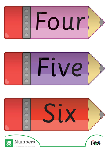 Written Number Flash Cards - Pencil Theme 1-9 | Teaching Resources