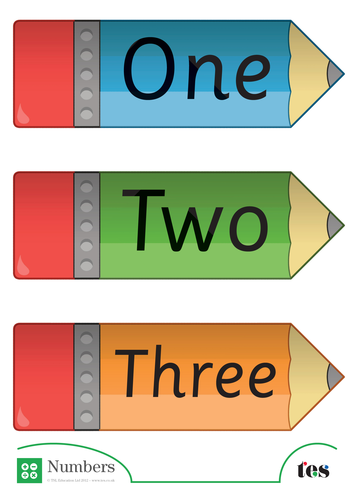 Written Number Flash Cards - Pencil Theme 1-9 | Teaching Resources