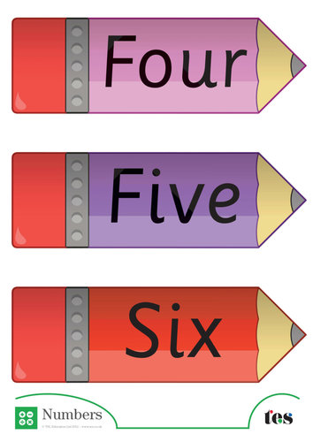 Written Number Flash Cards - Pencil Theme 1-9 | Teaching Resources