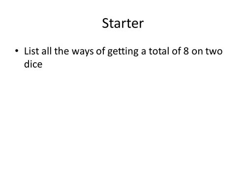 Listing Outcomes and Probabilities | Teaching Resources