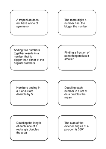 Always true, sometimes true and never true cards | Teaching Resources Always true, sometimes true and never true cards | Teaching Resources