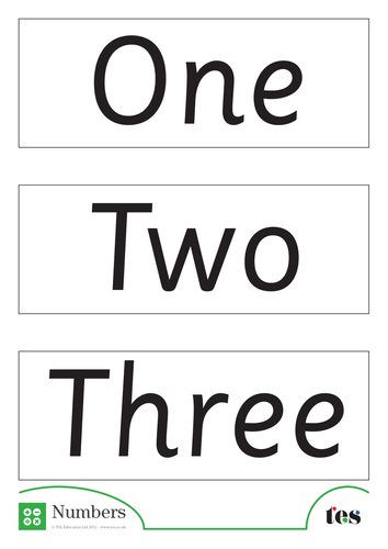 Number Flash Cards One to Fifty - Words Only 1-9 | Teaching Resources