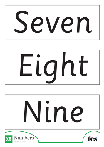 Number Flash Cards One to Fifty - Words Only 1-9 | Teaching Resources