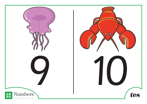 Number Cards - Ocean Theme 1-10 | Teaching Resources