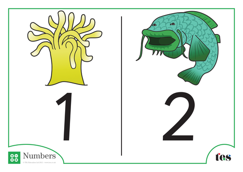 Number Cards - Ocean Theme 1-10 | Teaching Resources