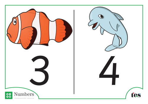 Number Cards - Ocean Theme 1-10 | Teaching Resources